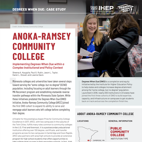 Degrees When Due Case Study: Anoka-Ramsey Community College | Ascendium Education Group, Inc.